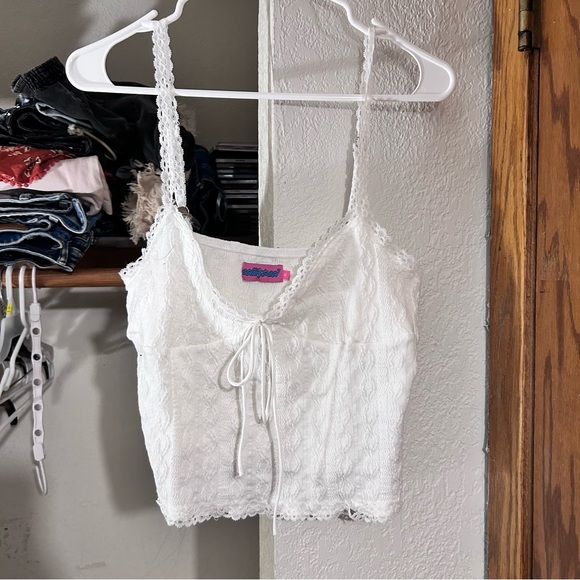 Edikted | Tops | Edikted White Lacy Tie Tank Top | Poshmark